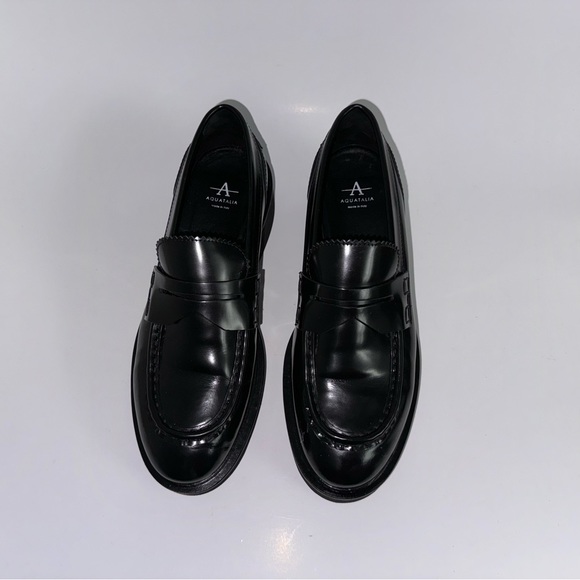 Aquatalia | Shoes | 495 Aquatalia Womens Black Platform Penny Loafer ...